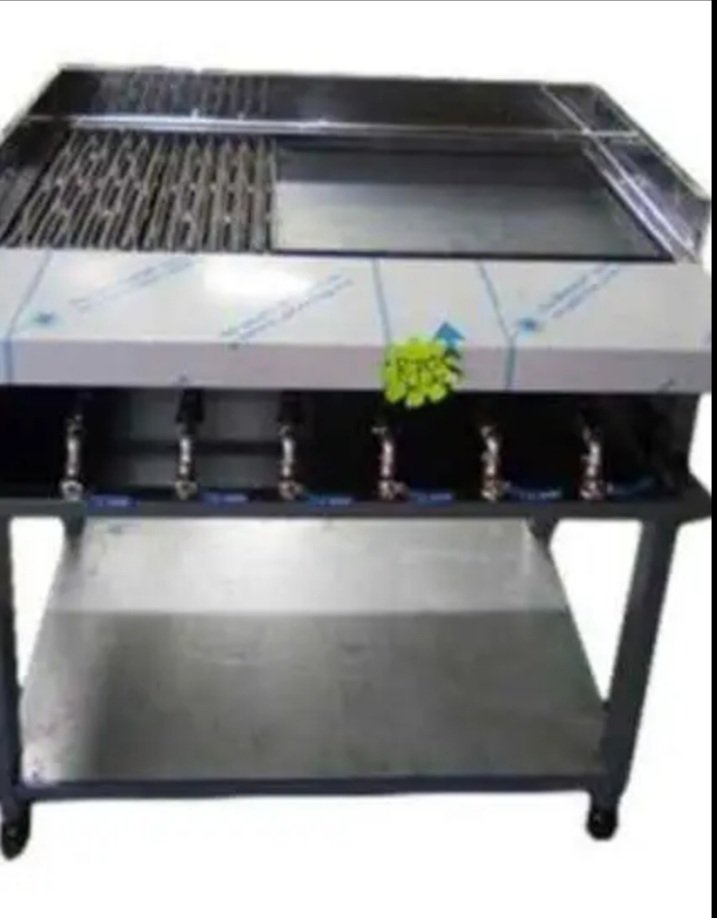 Open Flame Gas Griller - 6 Burner Combination Floor Standing Griller ...